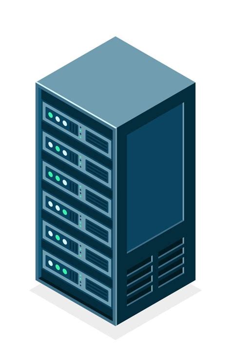 Isometric Server Equipment Isolated Background Flat Isometric 3d