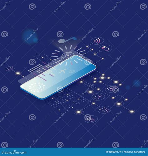 Mobile Phone Drawn In Isometric Style On A Blue Background Stock Vector Illustration Of