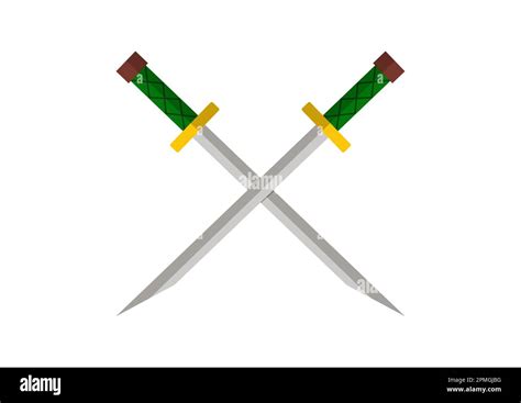 Ninja Sword Weapons Isolated On White Background Vector Illustration
