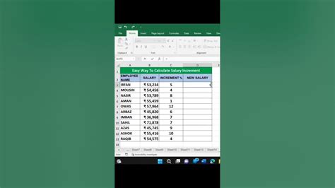 salary increment format in exce how to add increment in salary excel