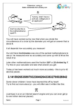 Using Pi Extension Measuring In Year 6 Age 10 11 By URBrainy Com
