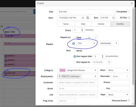 Recurrence Rule Not Setting Up The Day Dropdown Properly