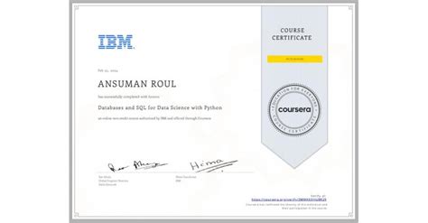 Ansuman Roul On Linkedin Completion Certificate For Databases And Sql