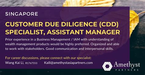 Amethyst Partners On Linkedin Customerduediligence Cdd Specialist Assistantmanager