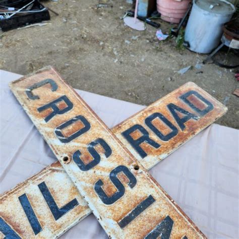 A312 Early 1900s Railroad Crossing Cast Iron Signs Original 40lbs