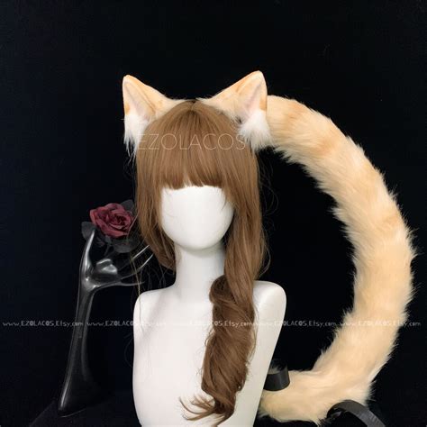 Realistic Cat Ears And Tail Setlight Yellow Cat Ears And Tailkitten
