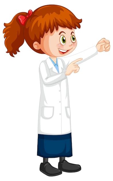 Free Vector Cute Girl Cartoon Character Wearing Science Lab Coat