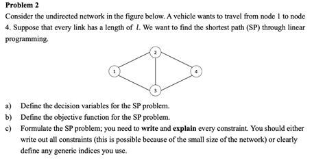 solved problem 2 consider the undirected network in the figure below