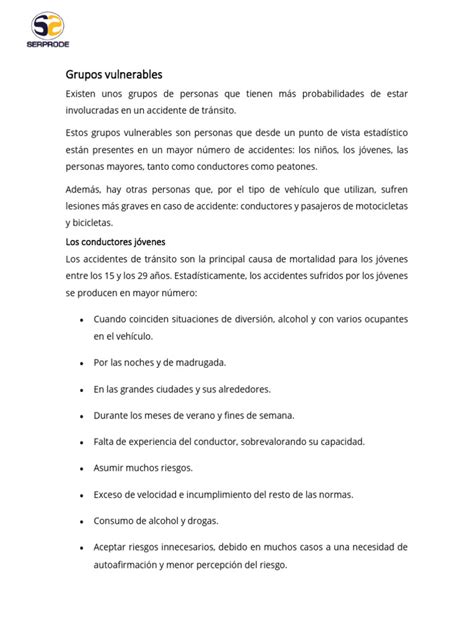 Grupos Vulnerables Pdf Tráfico Peatonal