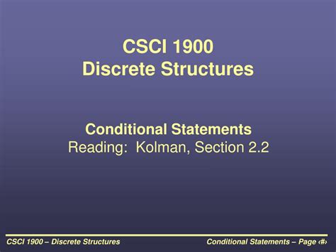 PPT CSCI Discrete Structures PowerPoint Presentation Free Download ID