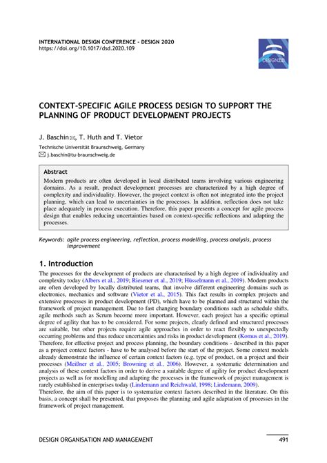 Pdf Context Specific Agile Process Design To Support The Planning Of Product Development Projects