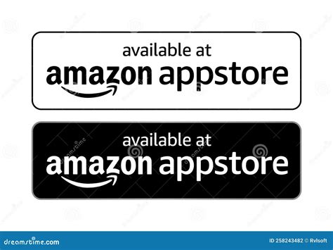 Available Et Amazon App Store White And Black Buttons On White Background Vector Illustration