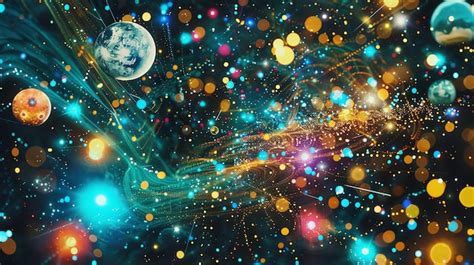 Abstract Digital Art Of Swirling Space With Planets Stars And Light Premium Ai Generated Image