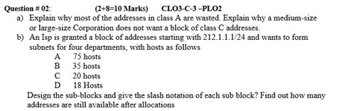 Solved Question 02 2810 Marks Clo3 C 3 Plo2 A Explain
