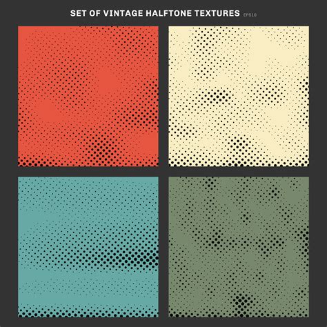 Set Of Vintage Halftone Texture Effect Created From Squares Background