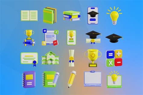 3d иконка Образование Объекты Включая 3d и иллюстрация Envato