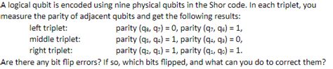 Solved A Logical Qubit Is Encoded Using Nine Physical Qubits