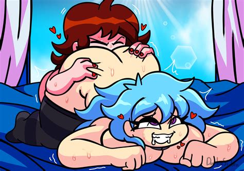 Rule 34 2girls Ahe Gao Ahegao Arched Back Ass Grab Ass Up Bed Big Breasts Blue Hair Boob