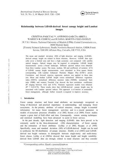 Pdf Relationship Between Lidar Derived Forest Canopy Height Dokumen Tips