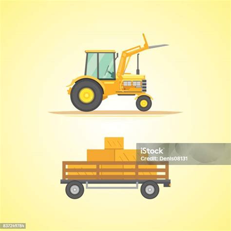 농장 트랙터 아이콘 벡터 일러스트입니다 필드 작업에 대 한 무거운 농업 기계입니다 교통수단에 대한 스톡 벡터 아트 및 기타 이미지 교통수단 기업 재무와 산업 농부