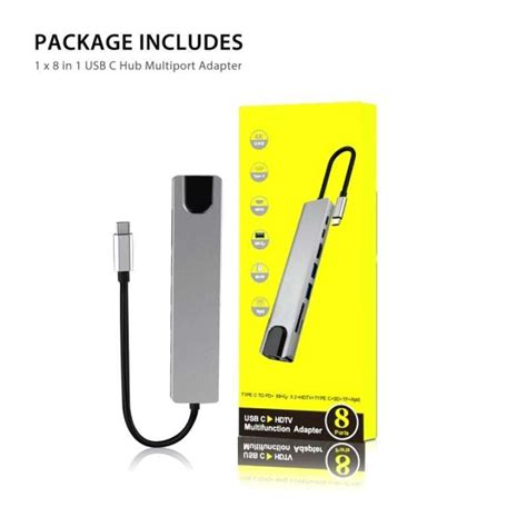 Jual Jual Usb Type C 8 In 1 Adapter Hub Connector To Hdmi Tf Sd Pd Lexcron Multicolor Di