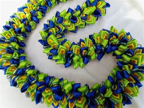 Peacock Hawaiian Ribbon Leigraduation Leianniversary Etsy