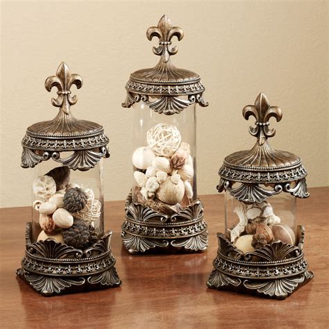 Fleur De Lis Decorative Jar Set