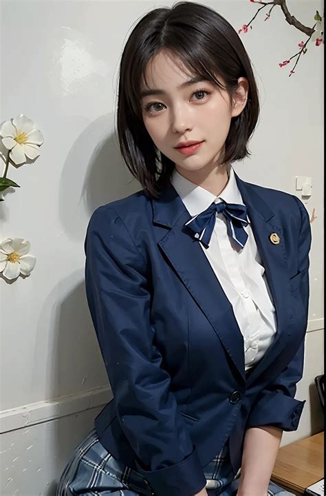 There Is A Woman In A Blue Suit And Tie Posing For A Picture SeaArt AI