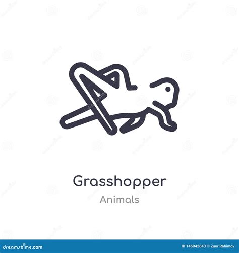Grasshopper Outline Icon Isolated Line Vector Illustration From