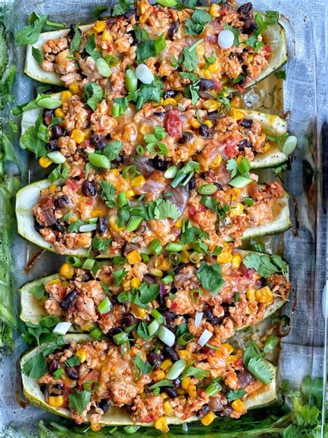Turkey Taco Stuffed Zucchini Boats Sweet Savory And Steph