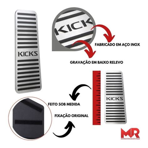 Descanso De Pé Aço Inox Escovado Nissan Kicks 2020 2021 Parcelamento