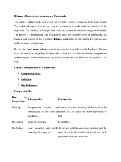 Difference Between Interpretation And Construction Pdf Word Semantics