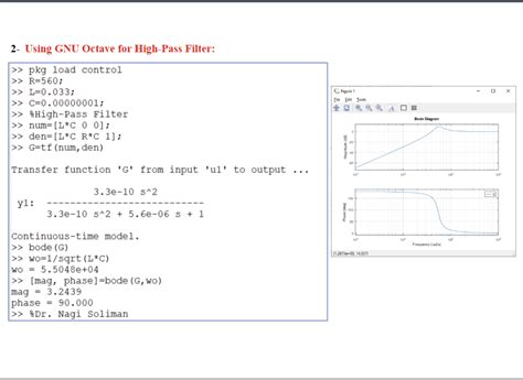 solved 2 using gnu octave for high pass filter pkg load
