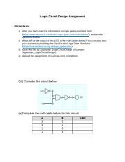 Logic Circuit Design Assignment Docx Logic Circuit Design Assignment Directions After