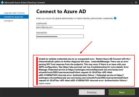 Azure Ad Connect Unable To Validate Credentials Ali Tajran
