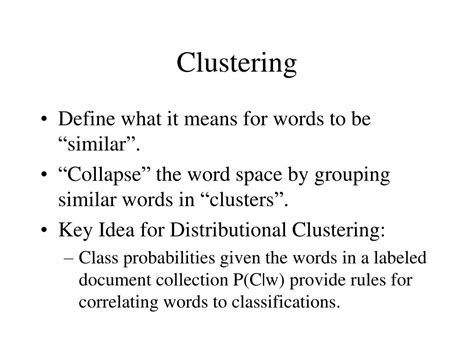 Ppt Distributional Clustering Of Words For Text Classification