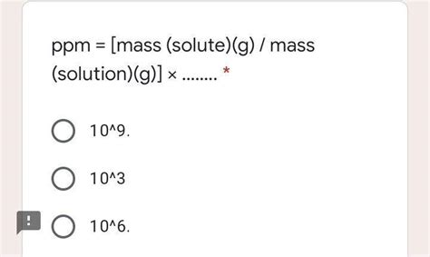 Solved Ppm Mass Soluteg Mass Solutiong