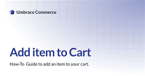 Add Item To Cart Umbraco Commerce