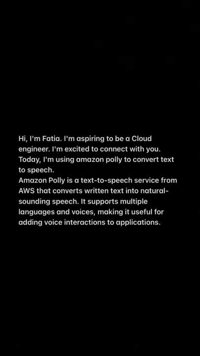 Fatia Folarin On Linkedin Aws Texttospeech Amazonpolly 20daychallenge Machinelearning
