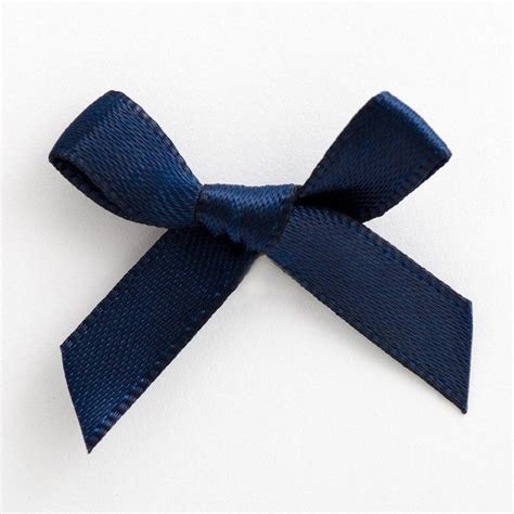 Satin Ribbon Pre Tied 3cm Bows 100 Pack Navy Blue