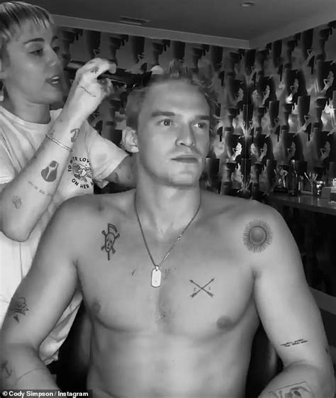 Miley Cyrus Shaves Off Beau Cody Simpsons Luscious Locks For A Buzz