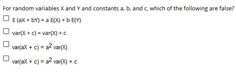 Solved For Random Variables X And Y And Constants A B