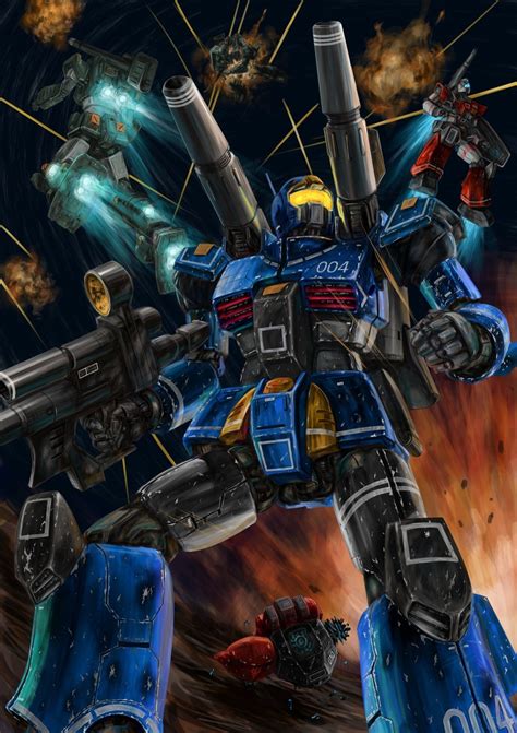 Zaku Ii Gelgoog Gm Cannon And Guncannon Heavy Custom Gundam And 1 More Drawn By Zandan Zero