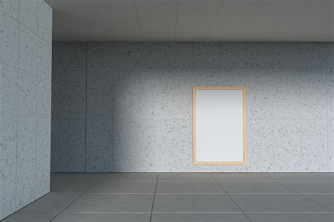 외부의 빈 흰색 배너 배경에 콘크리트 건물입니다 3d 렌더링 0명에 대한 스톡 사진 및 기타 이미지 0명 3차원 형태