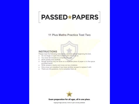 11 Plus Maths Practice Test Two School Entrance Tests