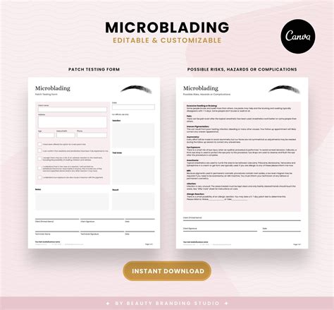 Editable Microblading Client Intake Forms Permanent Makeup Consent