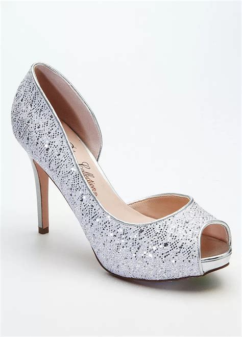 Davids Bridal Wedding And Bridesmaid Shoes High Heel D Orsay Glitter Pumps