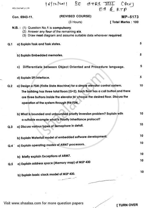 Embedded Systems And Real Time Programming 2011 2012 Be Electronics