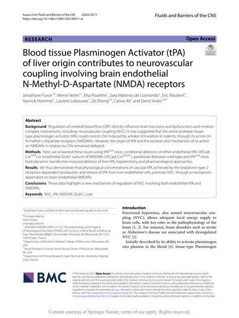 Pdf Blood Tissue Plasminogen Activator Tpa Of Liver Origin