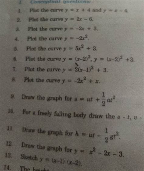 1 plot the curve y x 4 and y x−4 2 pot the curve y 2x−6 8 pot the cu